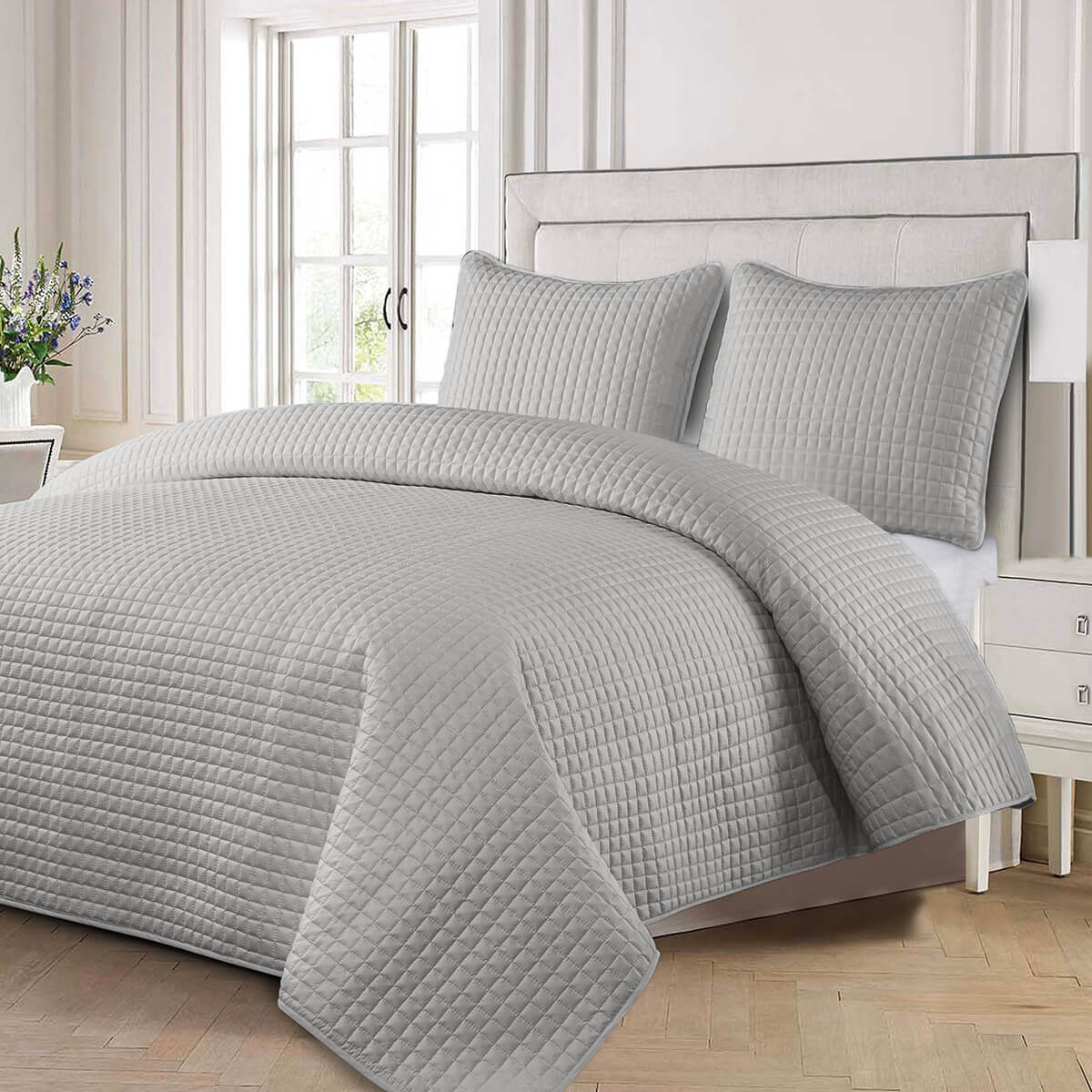 Checkered Quilt Coverlet Set Microfiber