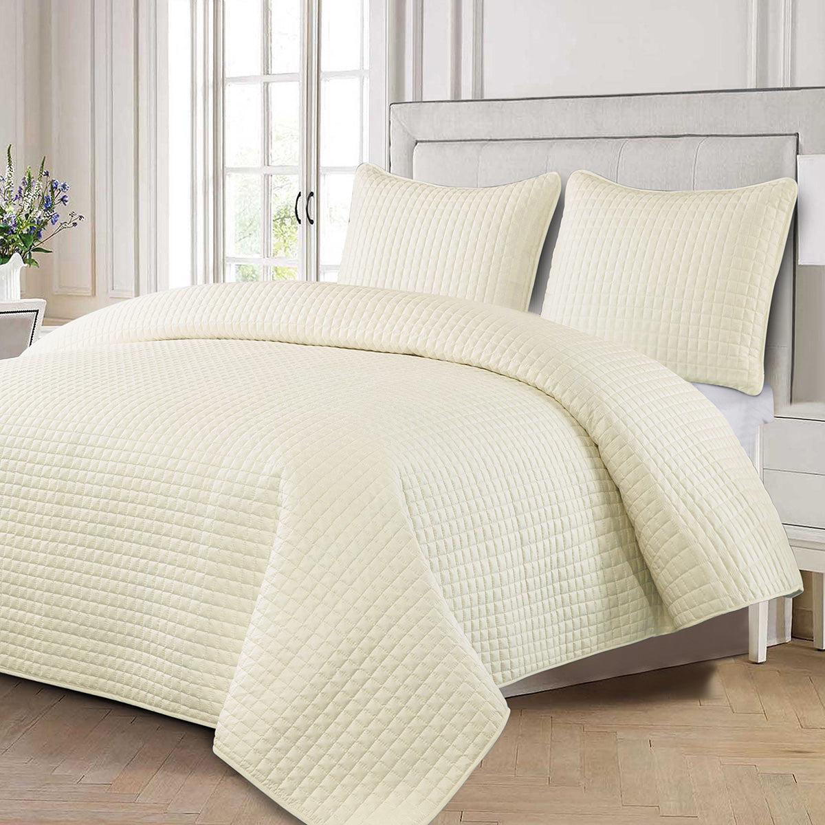 Checkered Quilt Coverlet Set Microfiber