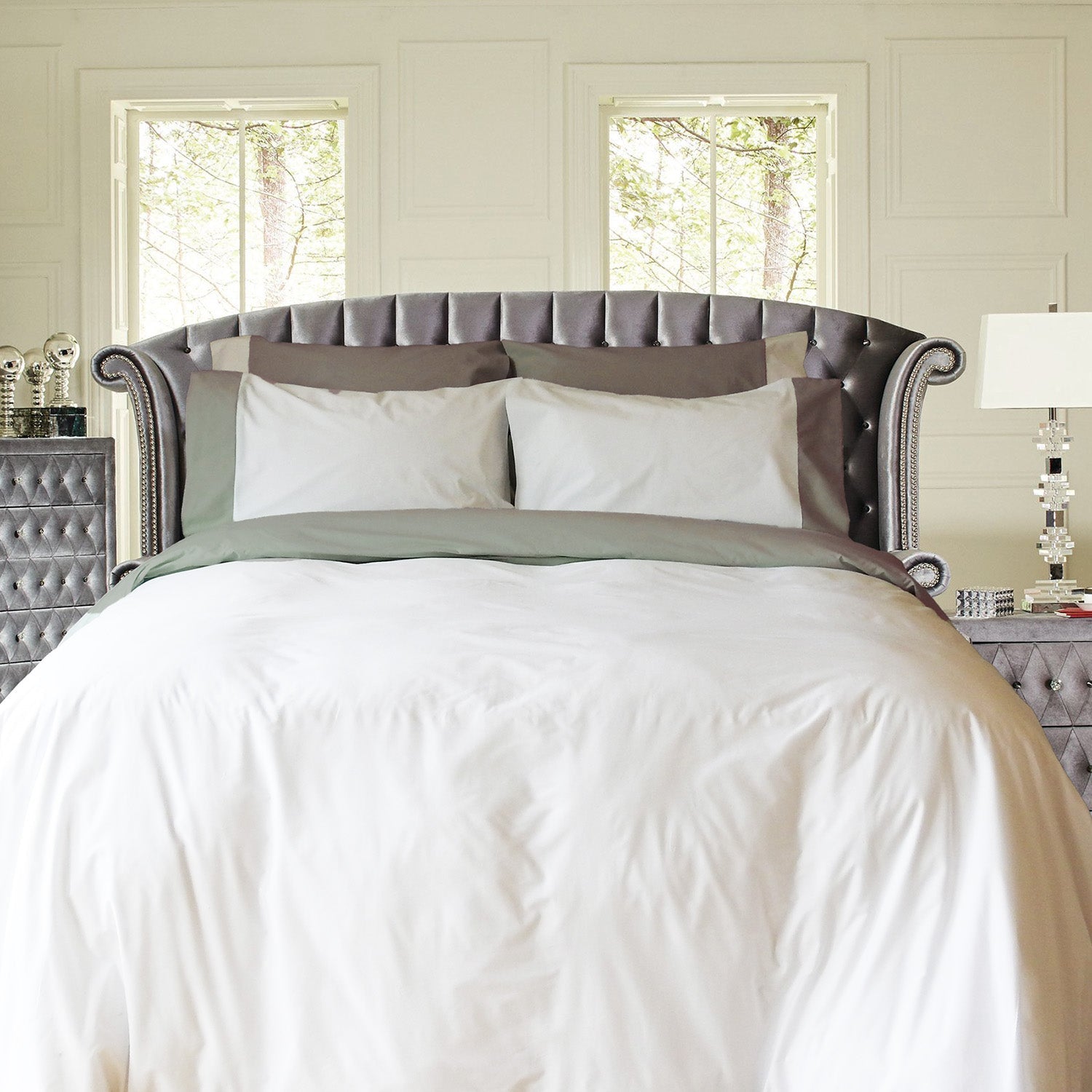 Remi Percale Duvet Cover Set Bicolor 100% Cotton USA
