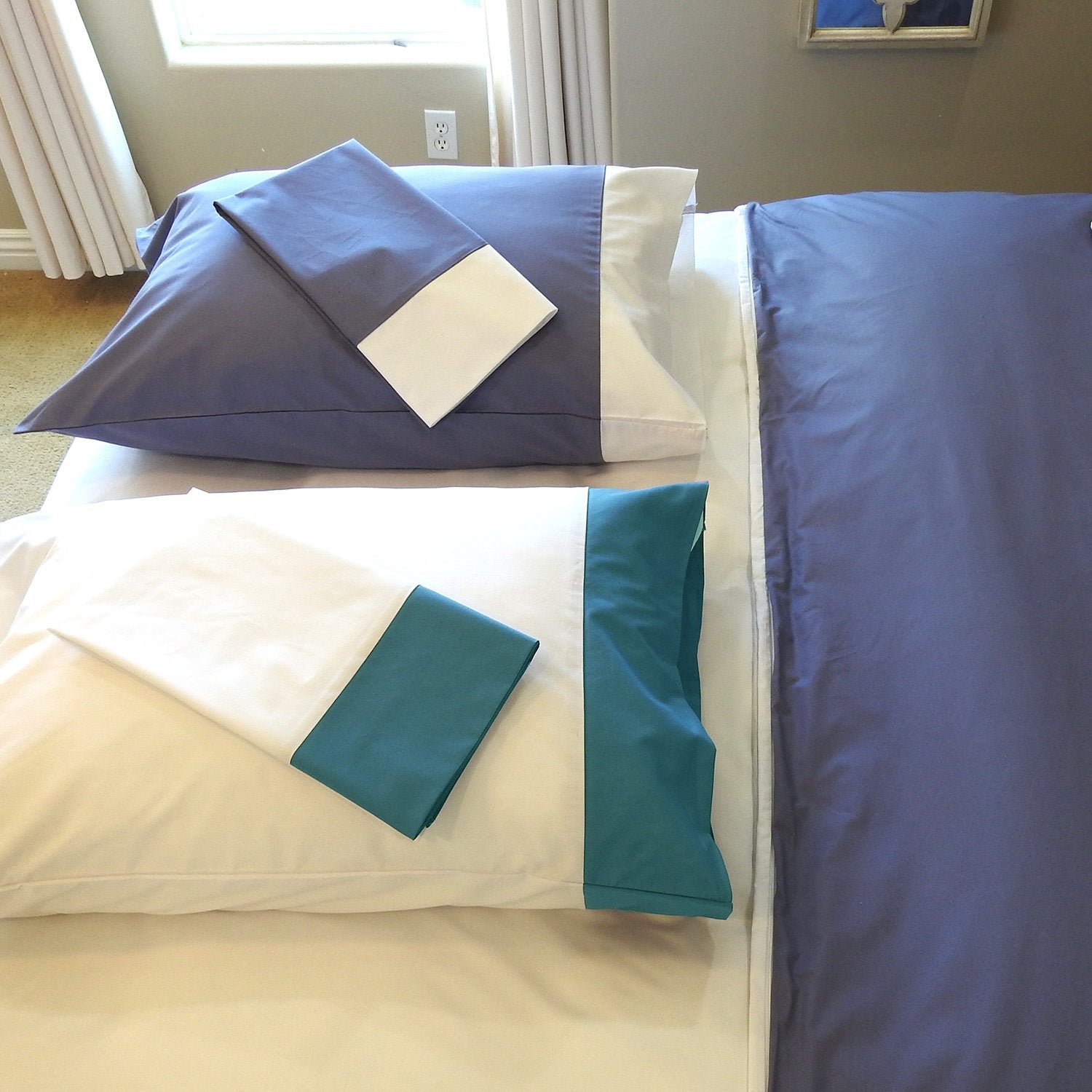 Remi Percale Duvet Cover Set Bicolor 100% Cotton USA