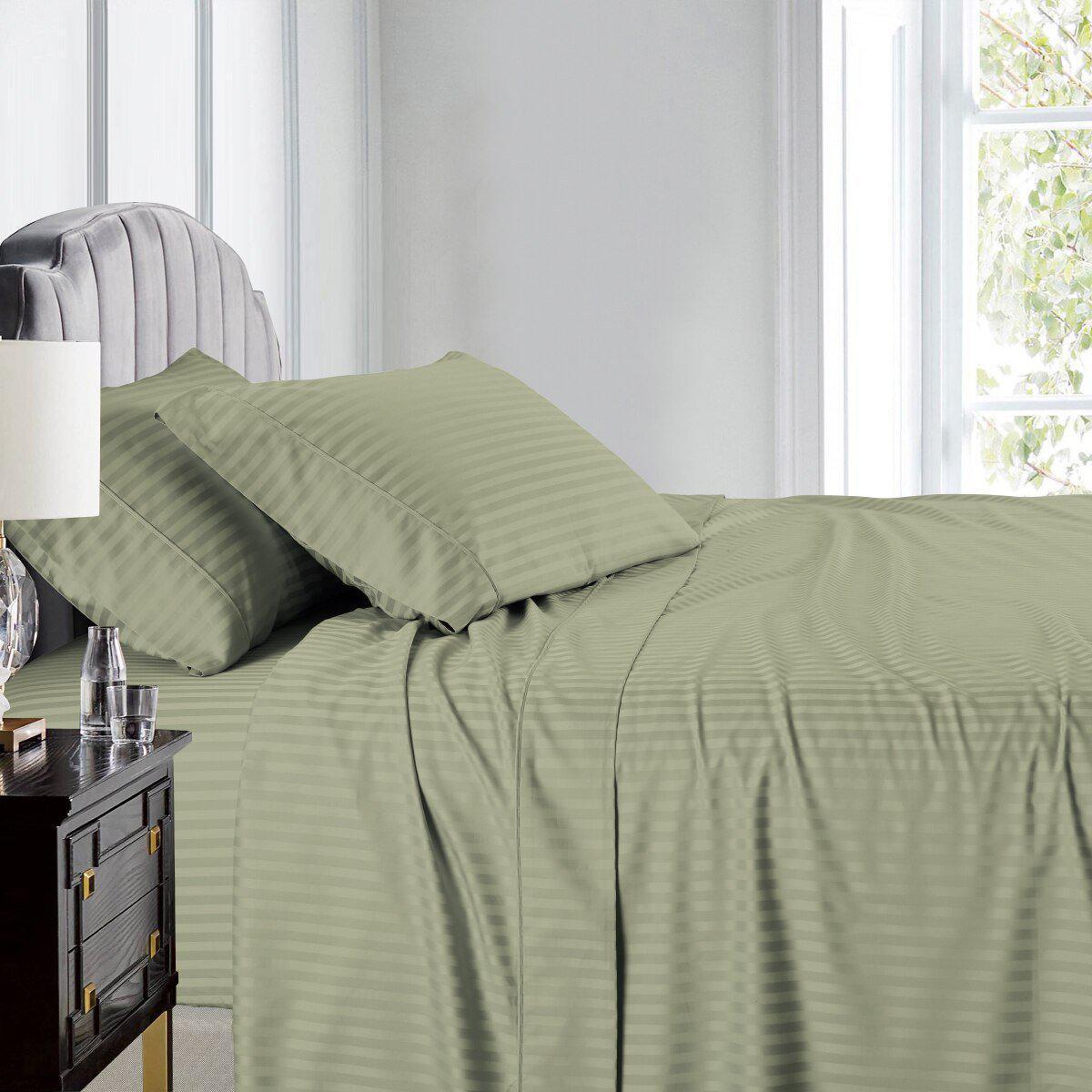 Split King Striped Sheets 608 Thread Count